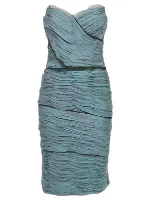 Dolce & Gabbana Ruched Strapless Midi Dress - Blue