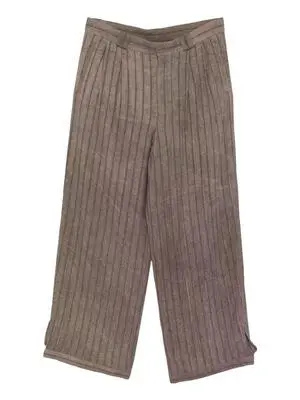 Emporio Armani Vertical Stripe Pleated Trousers - Brown