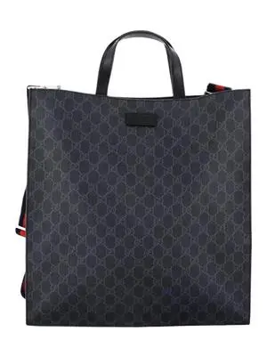 Gucci Soft Open Gg Coated Canvas Tall Tote Bag - Black
