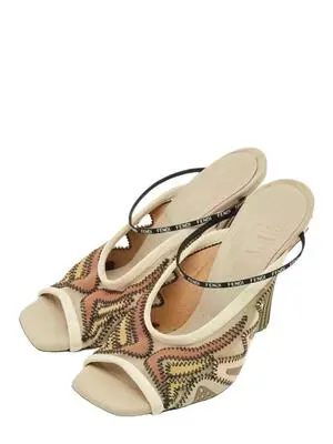 Fendi Mesh Panel Ankle Strap Sandals - Neutrals