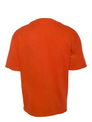 LOUIS VUITTON Monogram-pattern Piqué-texture T-shirt - Orange