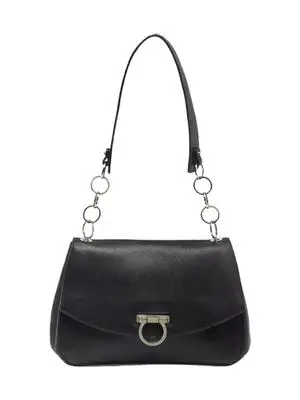 FERRAGAMO Gancini Detail Shoulder Bag - Black