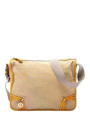 Fendi Zucchino Canvas F Charm Crossbody Bag - Neutrals
