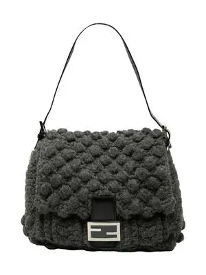 Fendi Crochet Wool Mamma Forever Shoulder Bag - Grey