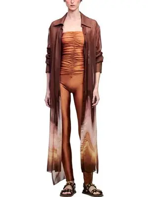 YUKIO Pantera Wave Sheer Shirt - Brown