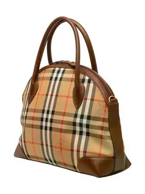 Burberry Haymarket Check Canvas Dome Satchel - Neutrals