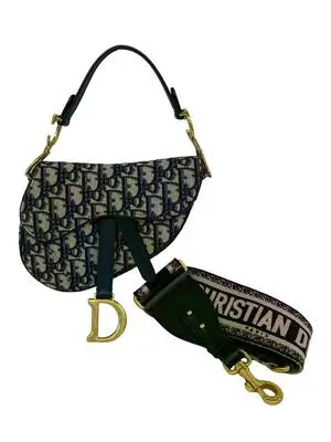 Dior Mini Oblique Canvas Saddle Bag Satchel - Blue