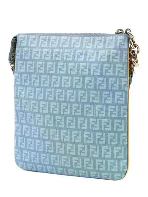 Fendi Zucchino Coated Canvas Forever Crossbody Bag - Blue
