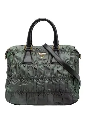 Prada Tessuto Gaufre Satchel - Green