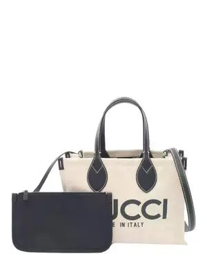 Gucci Medium Canvas Logo Tote Satchel - Neutrals