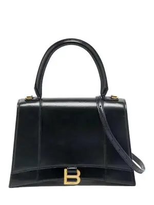 Balenciaga Hourglass Leather Shoulder Bag - Black