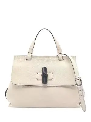 Gucci Small Calfskin Bamboo Daily Satchel - Neutrals