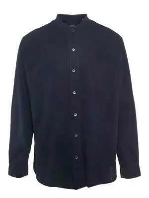 GIORGIO ARMANI Giorgio Armani Navy Blue Crinkled Cotton Button Front Shirt 4xl