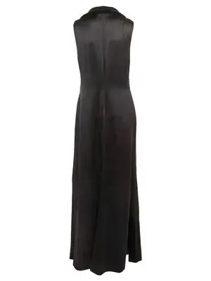 Giorgio Armani Silk V-neck Sleeveless Maxi Dress - Black