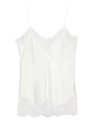 MANSPHIL V-neck Lace-trim Satin Top - Neutrals