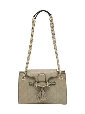 Gucci Emily Leather Shoulder Bag - Grey
