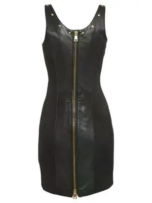 VERSUS Versus Logo-Stud Leather-Panelled Mini Dress