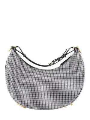 Fendi Houndstooth Wool Small Hobo Bag - Grey