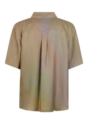 Saint Laurent Geometric-print Silk Shirt - Brown