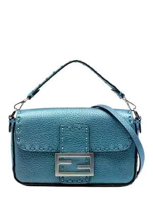 Fendi Selleria Baguette Satchel - Blue