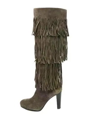 STUART WEITZMAN Suede Fringe Boots - Grey