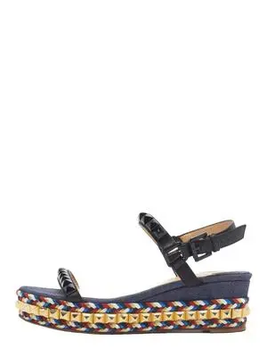 CHRISTIAN LOUBOUTIN Pyraclou Studded Platform Sandals - Blue