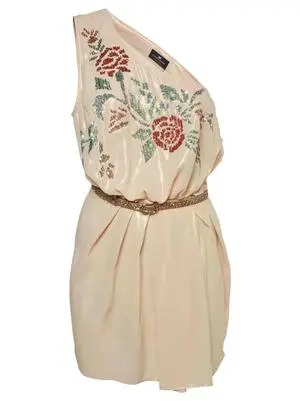 Elisabetta Franchi One-shoulder Floral Embellished Dress - Neutrals