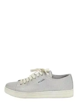 Prada Metallic Effect Lace-up Sneakers - Silver