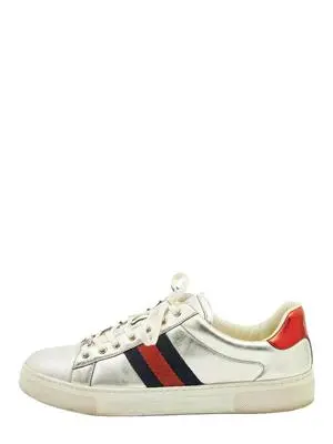 Gucci Gucci Ace Web Low-Top Sneakers Silver