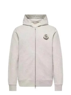 Moncler Logo Patch Zip-up Hoodie - Grey