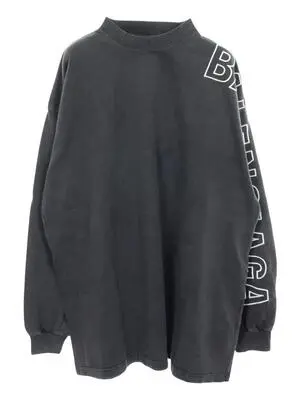 Balenciaga Logo Embroidered Oversized T-shirt - Grey