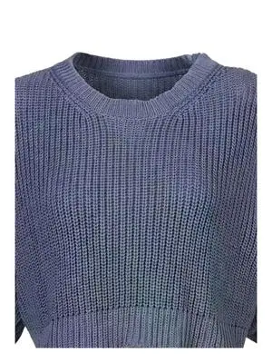 Valentino Garavani Chunky-knit Cropped Sweater - Blue