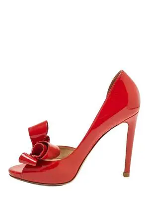 Valentino Garavani Patent Leather Bow D'orsay Pumps - Red