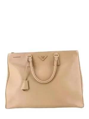 Prada Xl Lux Saffiano Leather Double Zip Tote Bag - Neutrals