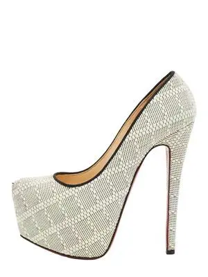CHRISTIAN LOUBOUTIN Daffodile Raffia Platform Pumps - Neutrals