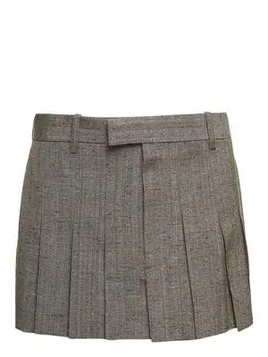 Bottega Veneta Mini Pleated Skirt - Gray