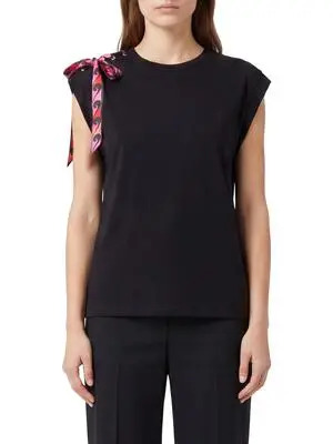 Emilio Pucci Pucci T-Shirt With Decorative Shoulder Detail Multicolor