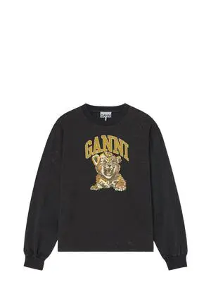 GANNI GANNI Tiger Print Crew Neck Sweatshirt Multicolor