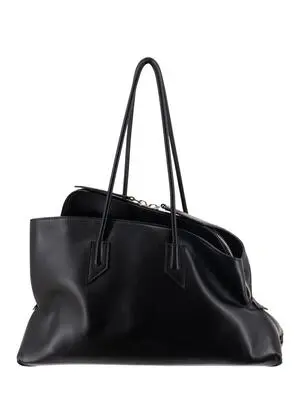 Attico La Passeggiata Medium Leather Shoulder Bag - Black