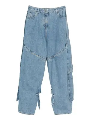 Attico Denim Cotton Jeans With Tie Detail - Multicolor