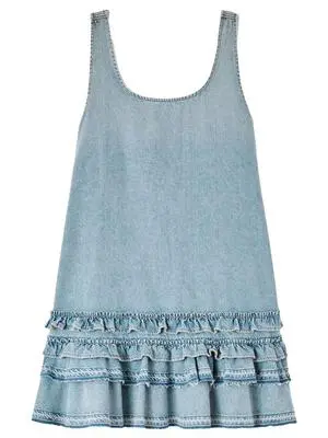 GANNI Organic Cotton Denim Mini Dress - Multicolor