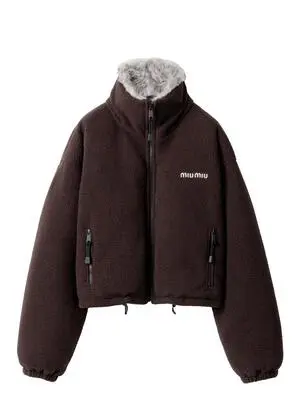 Miu Miu Fleece Jacket With Fur Trim - Brown