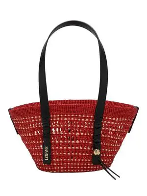 Loewe Woven Raffia Shoulder Bag - Red