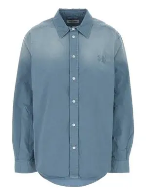 Miu Miu Miu Miu Checked Button-Up Shirt Blue