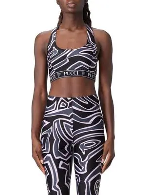 Emilio Pucci Halter Neck Printed Sports Top - Black