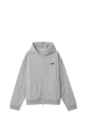 Miu Miu Miu Miu Full Zip Hoodie With Logo Detail Gray