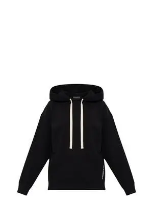 JIL SANDER Logo Print Cotton Hoodie - Black