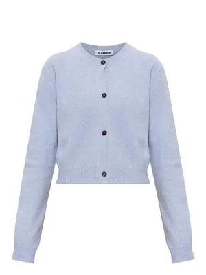 JIL SANDER Cropped Wool Cardigan With Button Detail - Blue