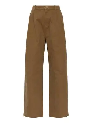 JIL SANDER Pleated Cotton Wide-leg Trousers - Brown