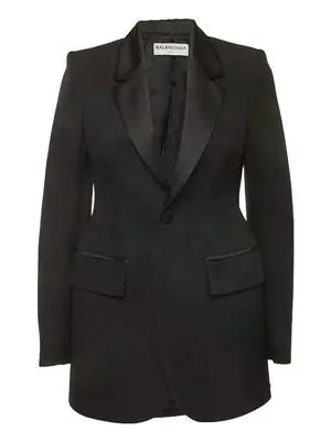 Balenciaga Single-breasted Blazer With Satin Trim - Black